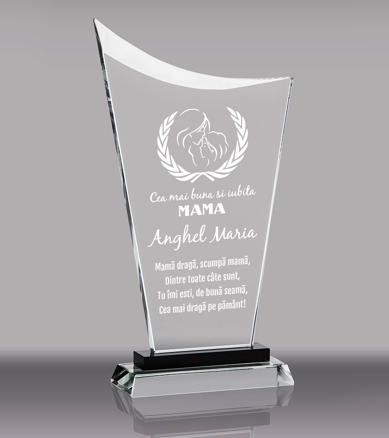 Trofee din sticla - Personalizate