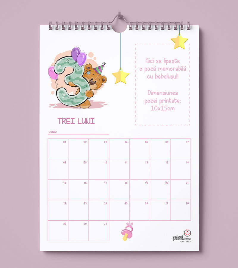 Calendar de perete personalizat - Baby's first year - Girl
